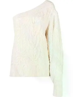 Isabel Marant Blaine One-shoulder Cable Knit Sweater - Neutrals