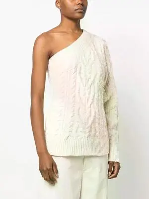 Isabel Marant Blaine One-shoulder Cable Knit Sweater