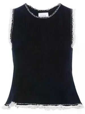 BARRIE Frayed-detailing Knitted Top - Blue