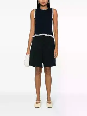 BARRIE Frayed-detailing Knitted Top - Blue