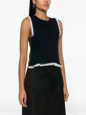 BARRIE Frayed-detailing Knitted Top - Blue