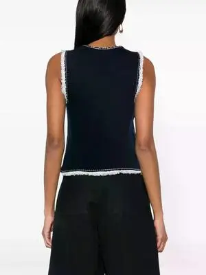 BARRIE Frayed-detailing Knitted Top - Blue