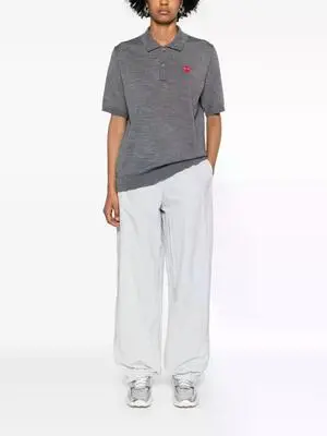 Play Comme Des Garcon Heart-patch Wool Polo Shirt - Grey