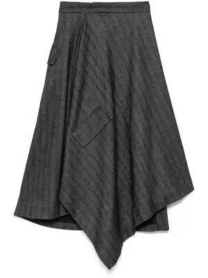 Remain Birger Christensen Striped Draped Skirt - Grey