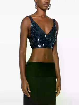 P.a.r.o.s.h Sequin-embellished Cropped Top - Blue