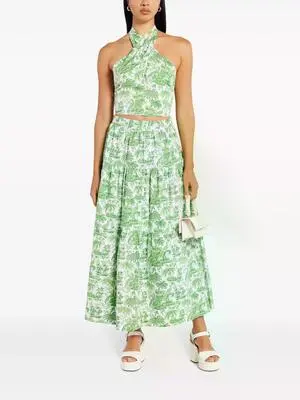 Staud Kai Botanical-print Halterneck Top