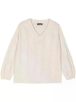 Lorena Antoniazzi Cable Knit V-neck Sweater