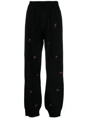 BARRIE Cashmere Trousers With Floral Embroidery