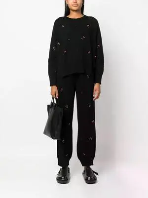 BARRIE Cashmere Trousers With Floral Embroidery