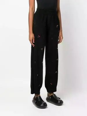 BARRIE Cashmere Trousers With Floral Embroidery
