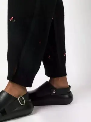 BARRIE Cashmere Trousers With Floral Embroidery