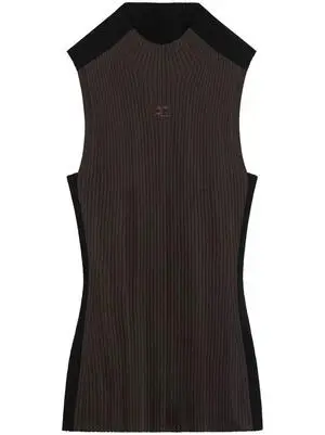 COURREGES Contrast Frame Ribbed Tank Top