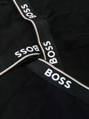 BOSS Pack-of-three Logo-waistband Boxer Briefs - Black