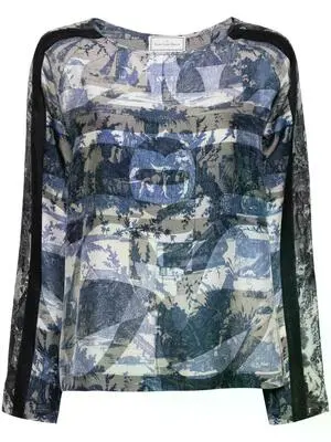 PIERRE-LOUIS MASCIA Floral Print Silk Blouse - Blue
