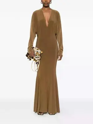 Norma Kamali V-neck Fishtail Gown