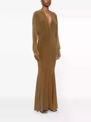 Norma Kamali V-neck Fishtail Gown