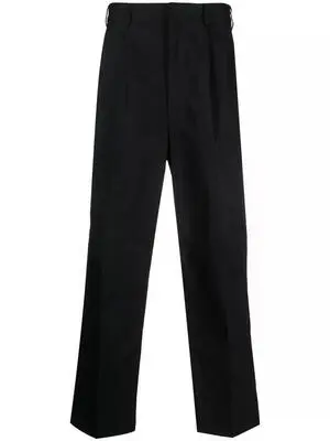 Emporio Armani Pleated Straight-leg Trousers - Black