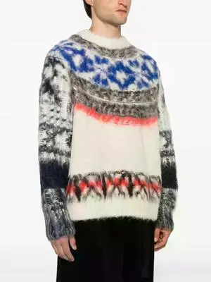 Sacai Brushed-effect Intarsia Knit Sweater