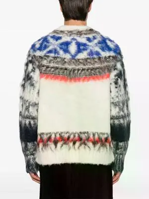 Sacai Brushed-effect Intarsia Knit Sweater