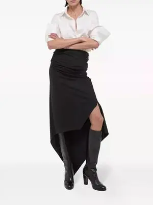 Helmut Lang Asymmetric Virgin Wool Midi Dress