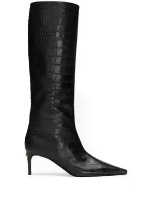 Dolce & Gabbana Crocodile-embossed Leather High Heel Boots