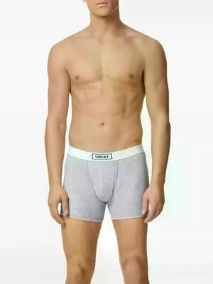 Versace Cotton Ribbed Long Trunks - Grey