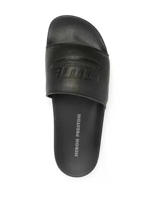 Heron Preston Logo Debossed Slides - Black