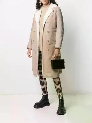 Philipp Plein Monogram-embossed Long Shearling Coat