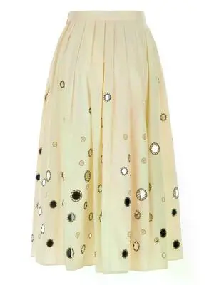 Prada Mirror-embellished Cotton Midi Skirt