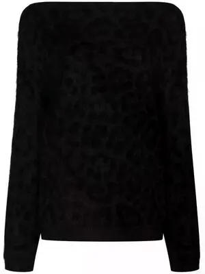 Valentino Garavani Off-shoulder Leopard Knit Jumper