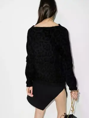 Valentino Garavani Off-shoulder Leopard Knit Jumper