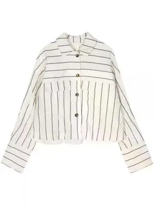 FORME D'EXPRESSION Striped Drop-shoulder Shirt Jacket