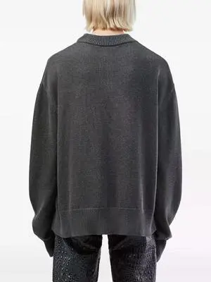 Camper Knitted Crew Neck Sweater With Cut-out Detail - Grey