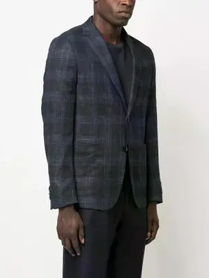 Zegna Check Single-breasted Blazer - Blue