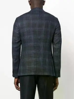 Zegna Check Single-breasted Blazer - Blue