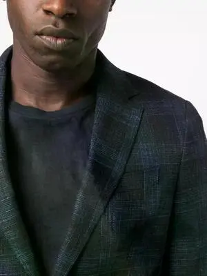 Zegna Check Single-breasted Blazer - Blue