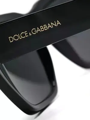 Dolce & Gabbana Logo-lettering Square-frame Sunglasses - Black