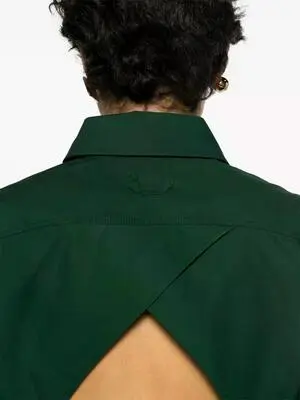 Jacquemus Emerald Cotton Poplin Shirt With Silver-tone Hardware
