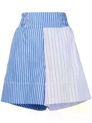 Colville Two-tone Striped Cotton Shorts - Blue