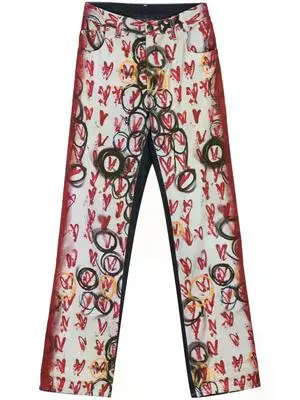 CHARLES JEFFREY Exclusive Painted Art Cotton Jeans - Blue