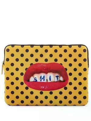 SELETTI Polka-dot Print Laptop Case - Yellow
