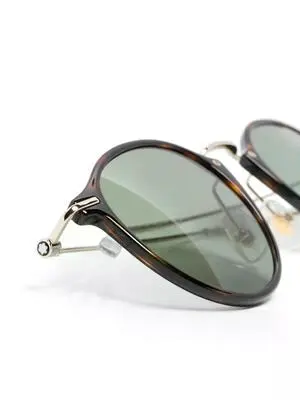 Montblanc Logo-plaque Round-frame Sunglasses