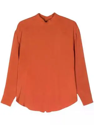 Colville Lace-up Crepe Blouse - Orange