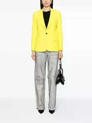 MSGM Single-breasted Peak-lapels Blazer - Yellow