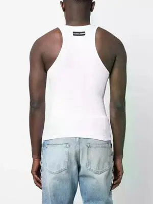 MARINE SERRE Ribbed Tank Top With Embroidered Crescent Moon