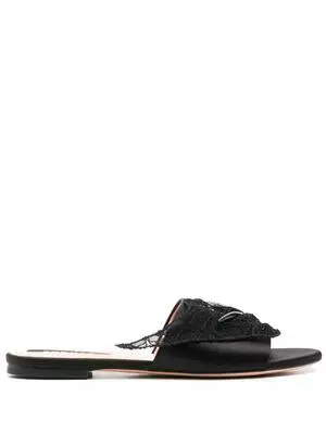 Rochas Lace-detail Sandals - Black