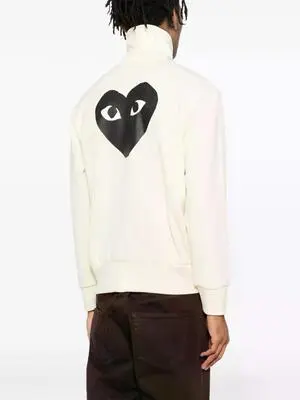 Play Comme Des Garcon Heart-print Jersey Track Jacket - Neutrals