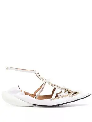 13 09 SR Tootsy Croco Leather Ballerina Flats - White