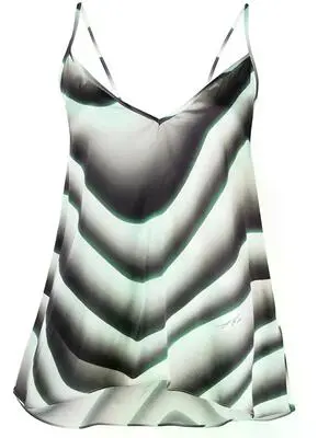 Just Cavalli Wave Print Asymmetric Top - Green