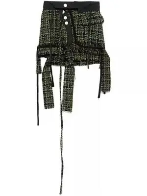 Ottolinger Deconstructed Tweed Mini Skirt - Green